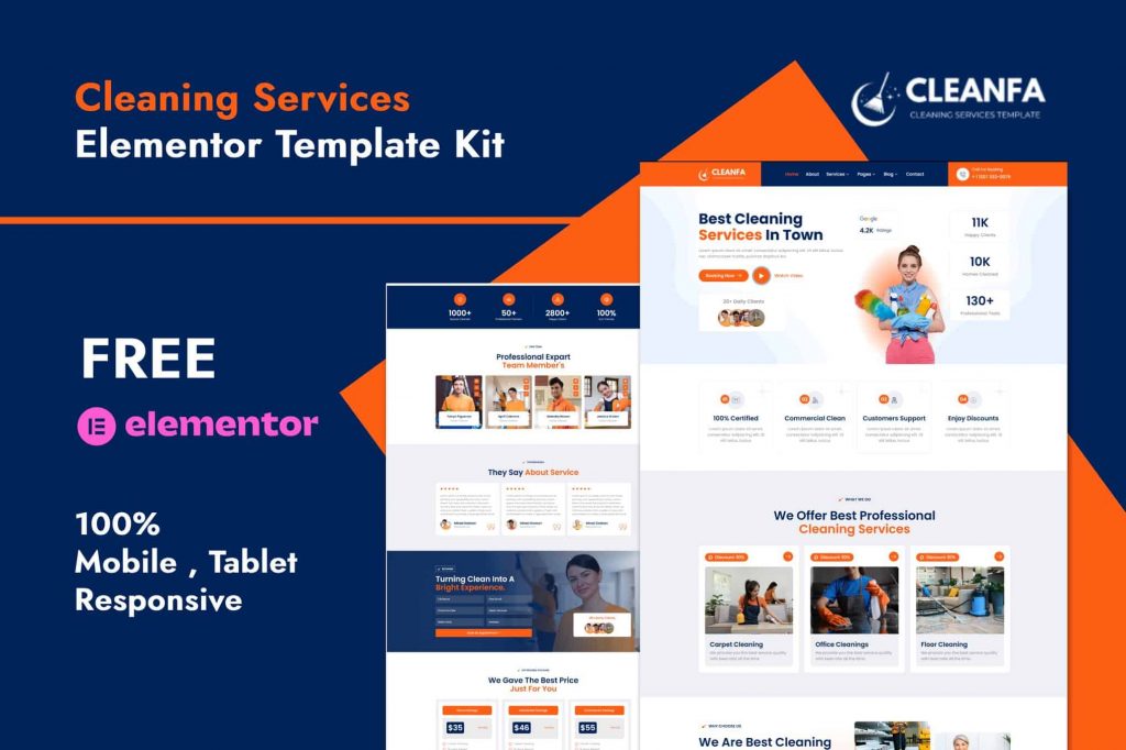 Cleanfa – Cleaning Services Elementor Template Kit Latest